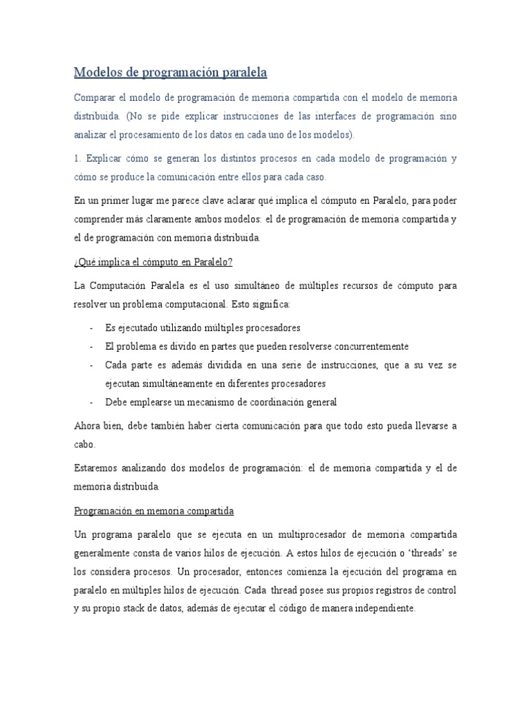 Modelos de Programación Paralela - ORAL FINAL | PDF | Computación ...