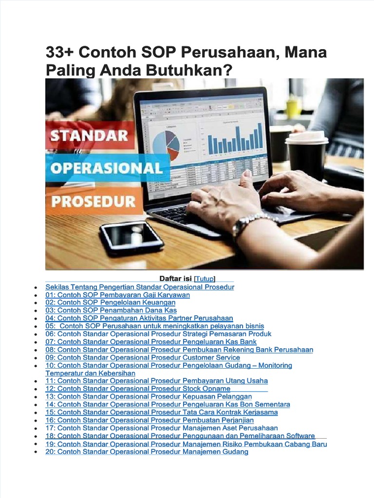 Contoh SOP Perusahaan yang Efektif | PDF | Pengelolaan Keuangan & Uang