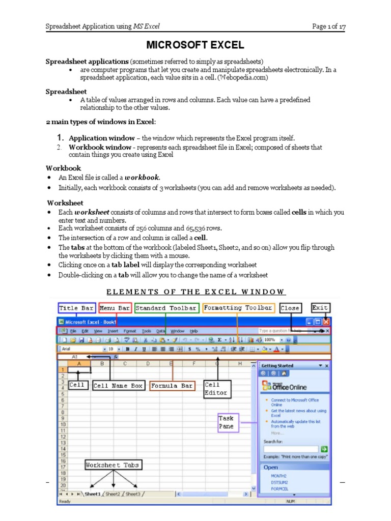MS EXCEL Handout | PDF | Microsoft Excel | Spreadsheet