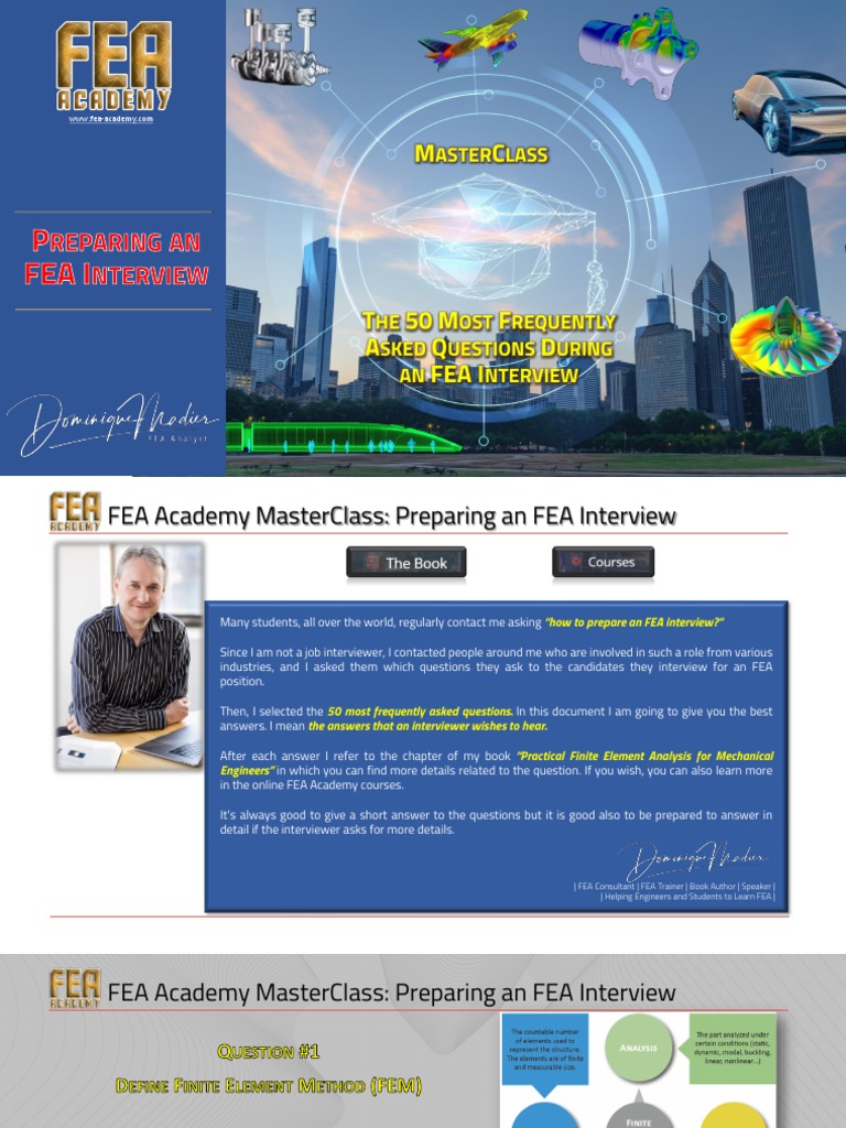 FEA Academy MasterClass - Preparing An FEA Interview | PDF | Finite ...