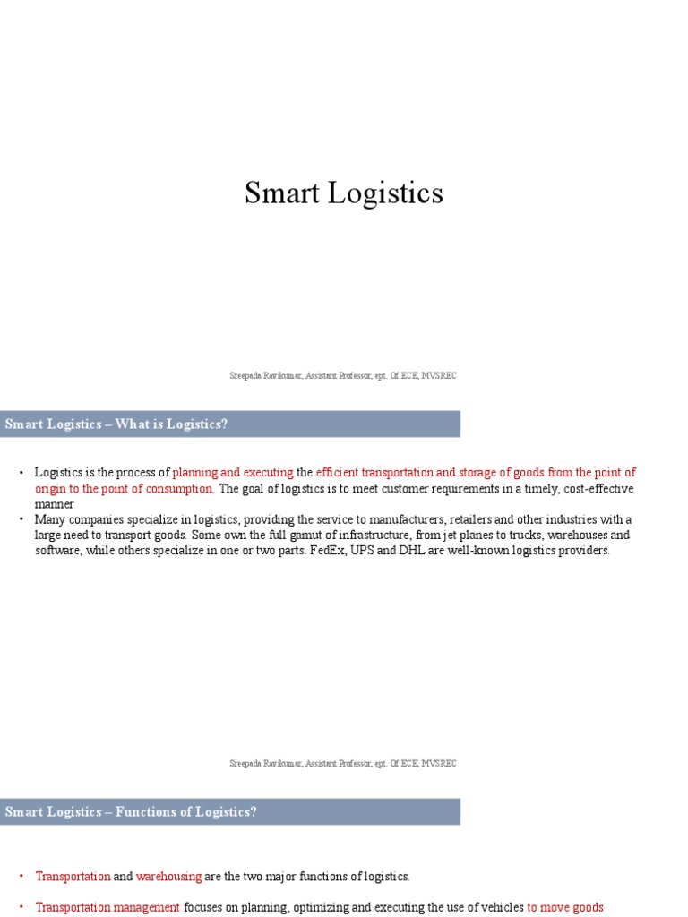 Smart Logistics | PDF | Logistics | Internet Of Things