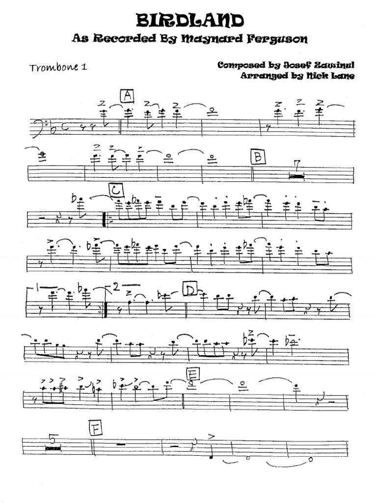 Birdland NickLaneMaynardFergusonBones | PDF