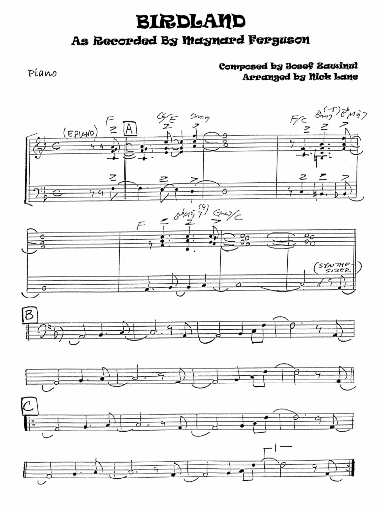 Birdland NickLaneMaynardFergusonRhythm | PDF