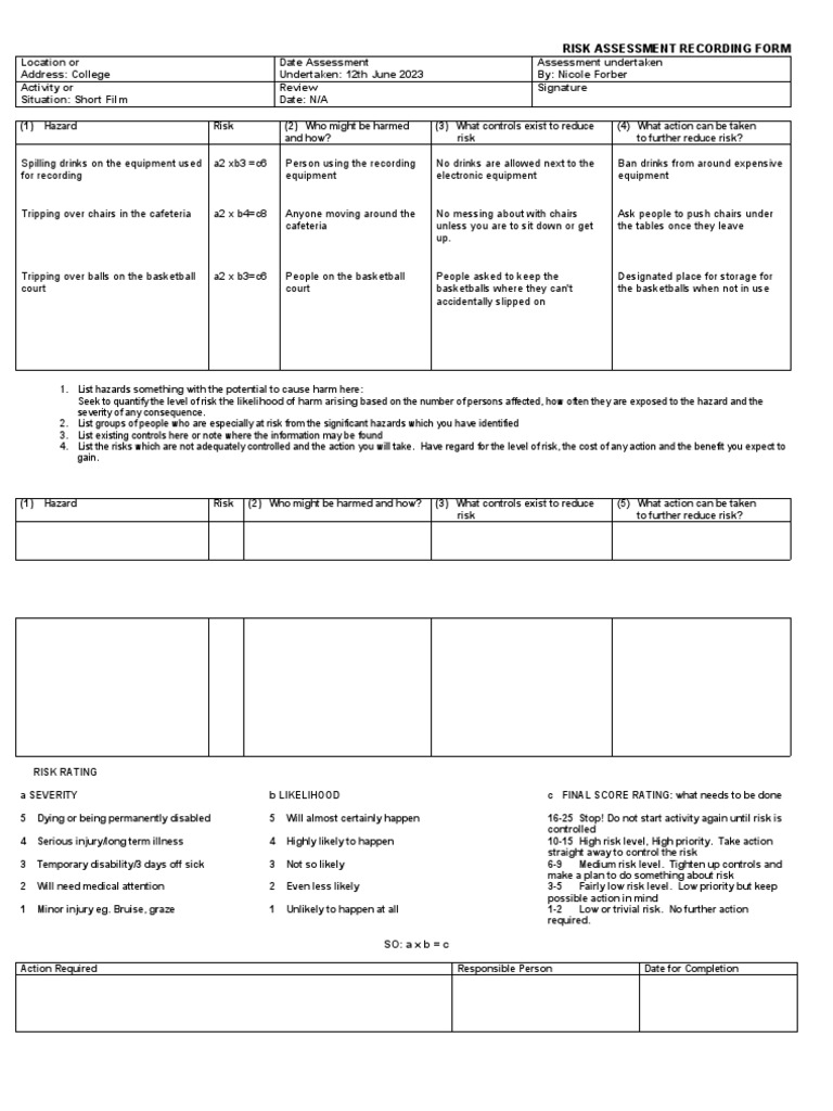 Film Risk Assessment Template | PDF | Risk | Risk Assessment