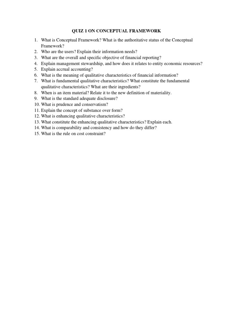 Quiz 1 On Conceptual Framework | PDF