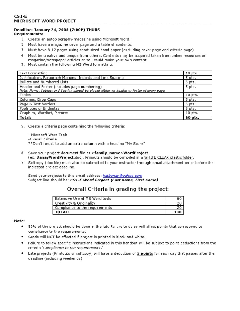Ms Word Project | Download Free PDF | Microsoft Word | Computer File