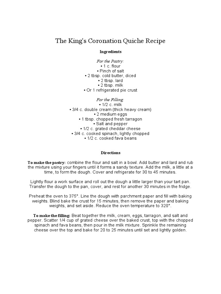 Royal Quiche Recipe for Home Cooks | PDF | Baking | Breads
