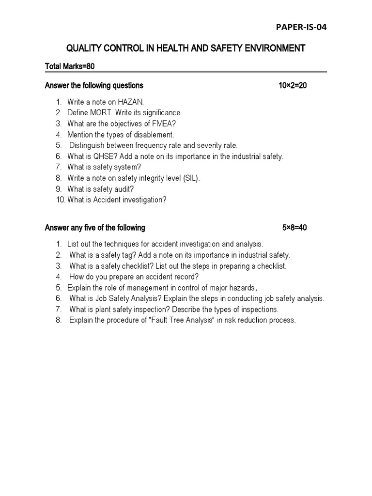 4 - Quality Control in Hse | PDF | Occupational Safety And Health | Safety