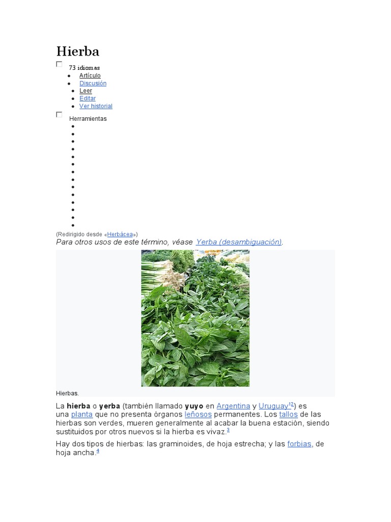Hierba: 73 Idiomas | PDF | Botánica | Hierbas y especias