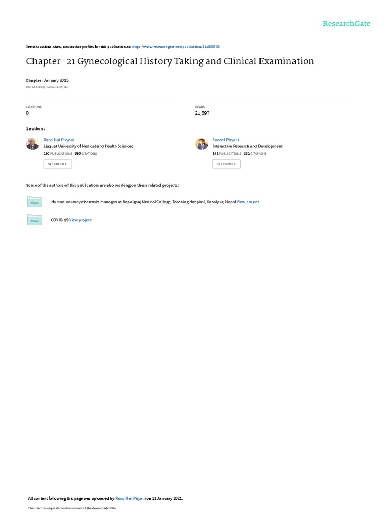 Chapter-21 Gynecological History Taking and Clinical Examination | PDF ...