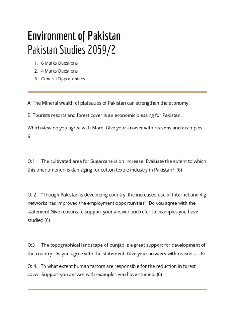 Pak ST P2 Unseen Question | PDF | Agriculture | Pakistan