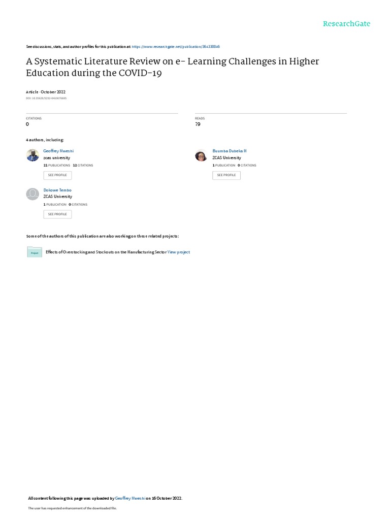 ASystematic Literature Reviewone Learning Challengesin Higher ...