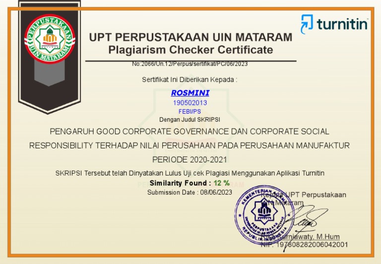 Sertifikat Plagiasi ROSMINI | PDF