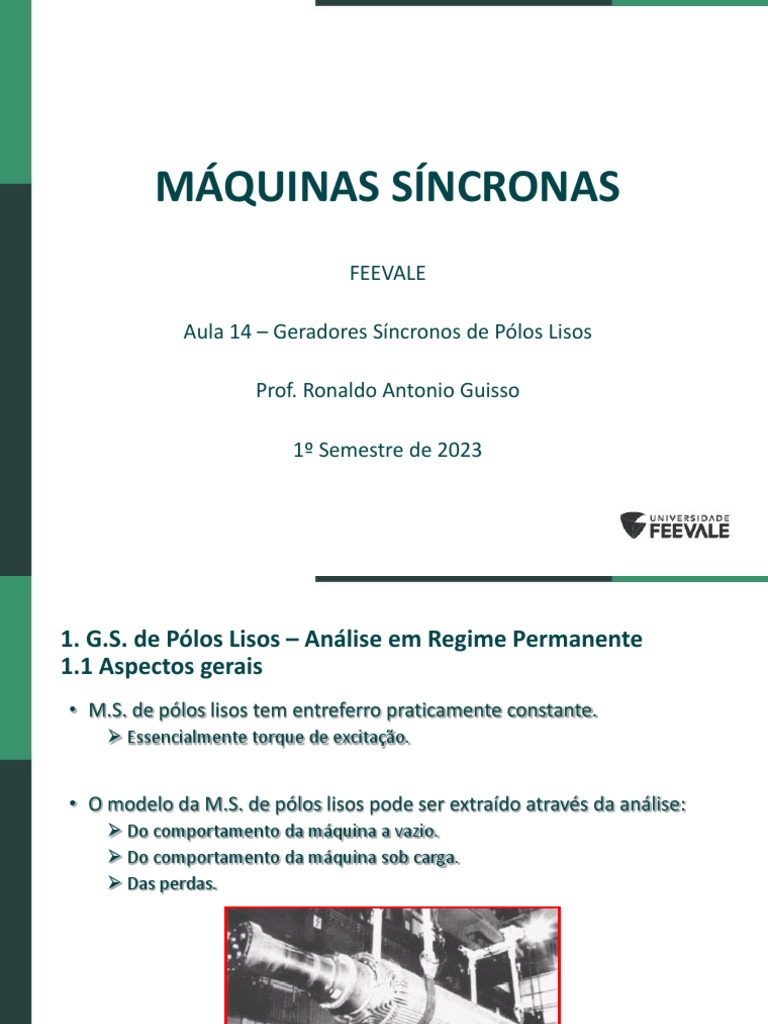 Aula 14-Geradores Sincronos de Polos Lisos | PDF | Rede elétrica | Energia elétrica