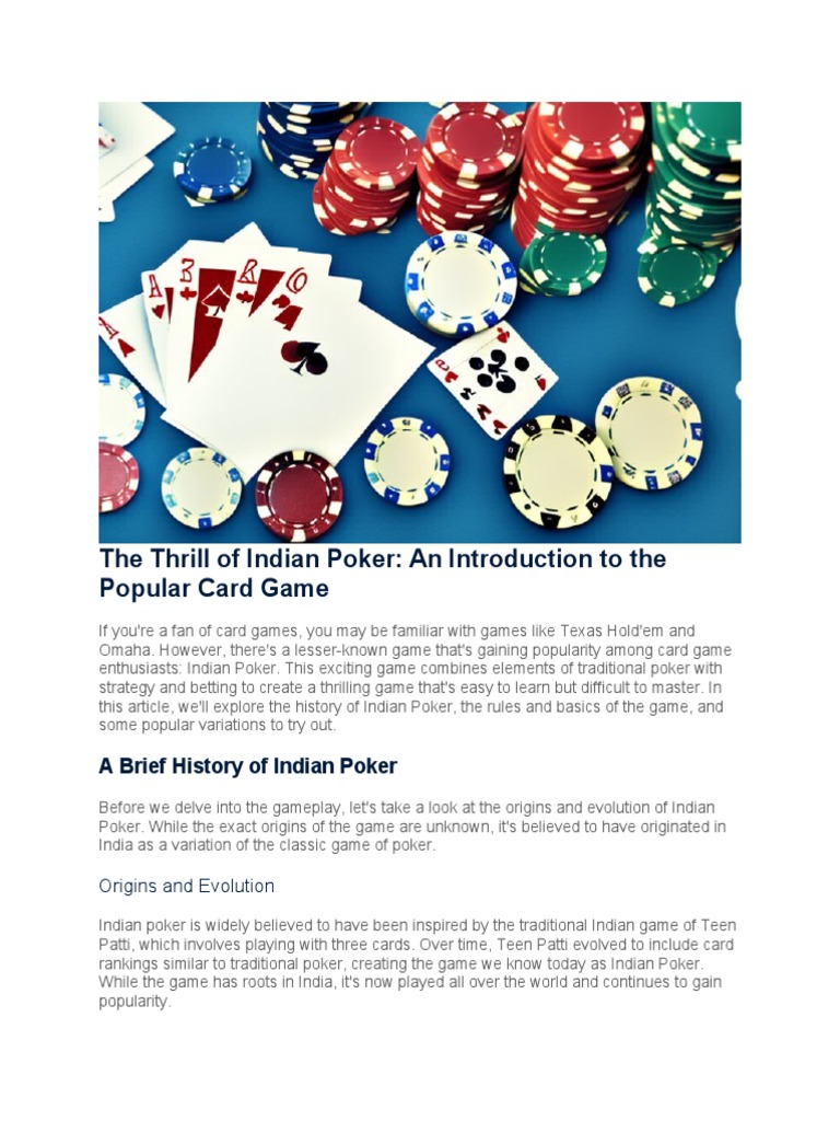 The Thrill of Indian Poker An Introduction To The Popular Card Game ...