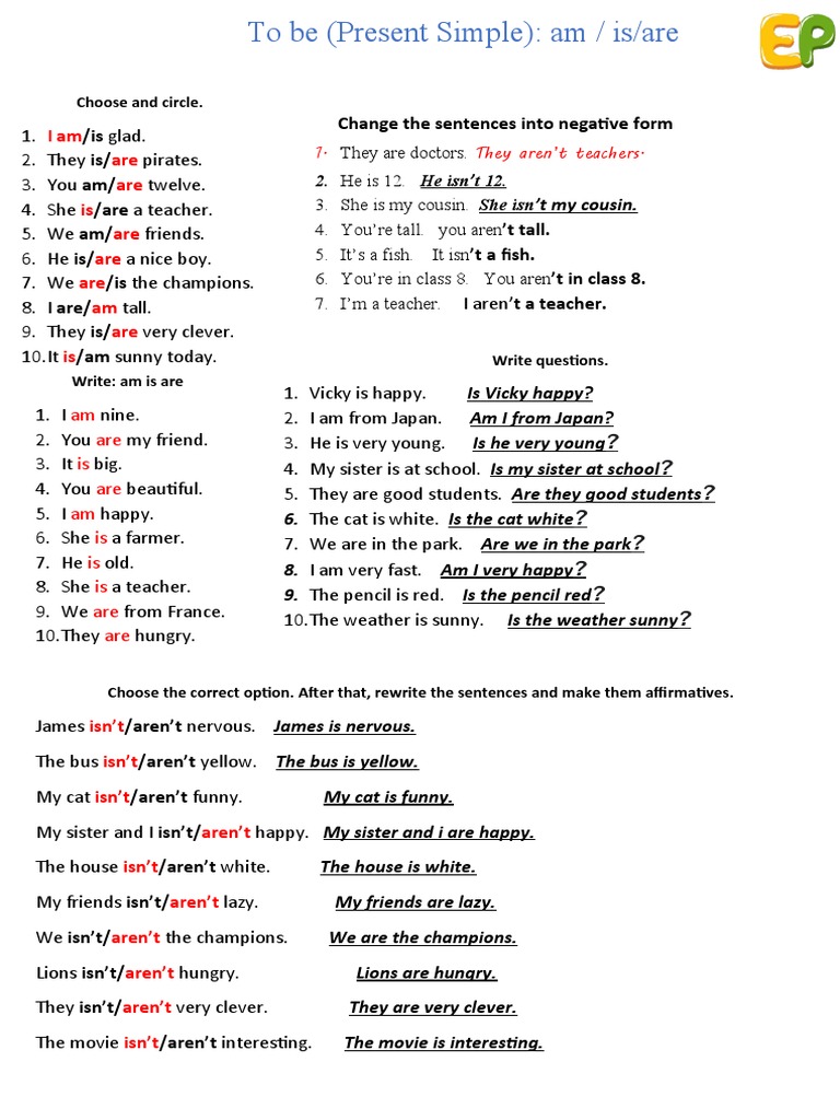 To-Be-Present-Simple-Am-Is-Are-Grammar Alfeni | PDF