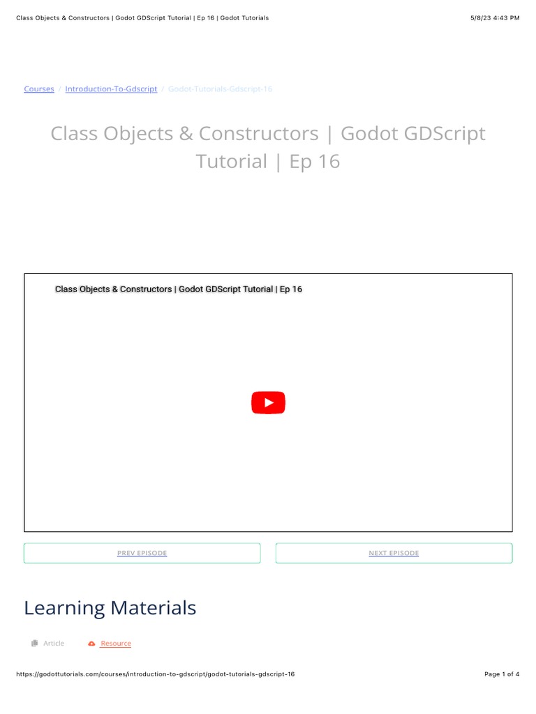 Class Objects & Constructors Godot GDScript Tutorial Ep 16 Godot Tutorials | PDF | Constructor ...