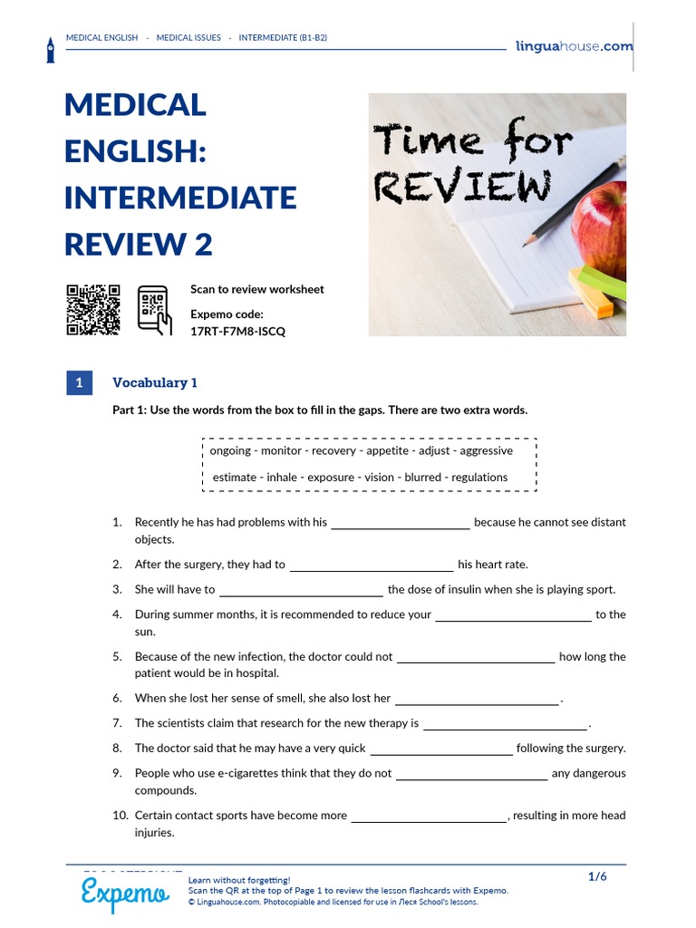 Medical English Vocabulary Review B1-B2 | PDF | Diabetes | Therapy