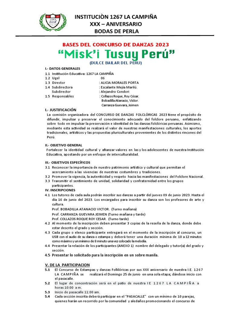 Bases Del Concurso de Danza-23 | PDF | Ritmo | Bailes Bases Del Concurso de Danza-23 | PDF | Ritmo | Bailes