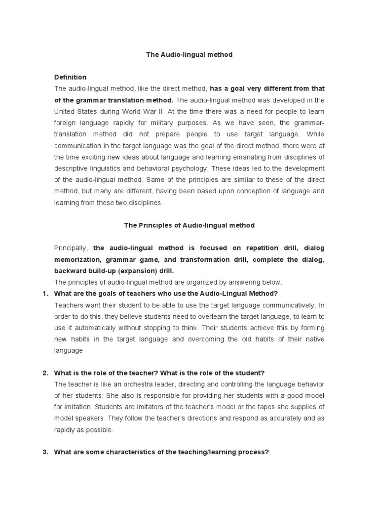 The Audio Lingual Method | PDF | Second Language | Neuroscience