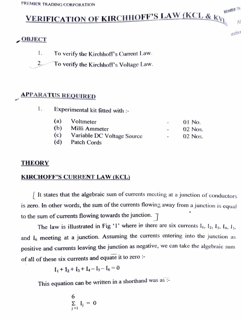 Kcl Kvl Lab Manual Pdf Electrical Network Physical Quantities