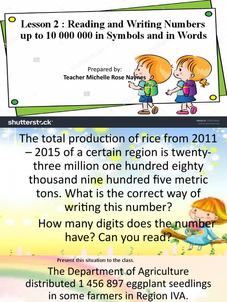 Read and Write Numbers Up To 10 000 000 in Symbols and in Words | PDF ...