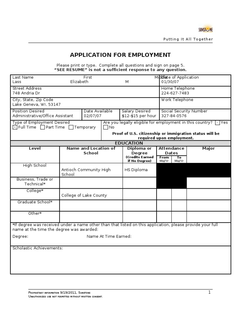 Application For Employment: "SEE RESUME" Is Not A Sufficient Response ...