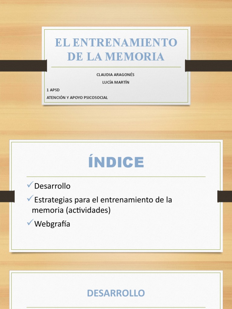 Entrenamiento de La Memoria Apoyo Psicosocial | PDF
