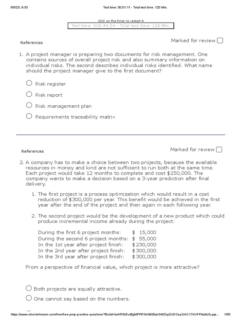 Free PMP Practice Questions | PDF | Project Management | Scrum ...