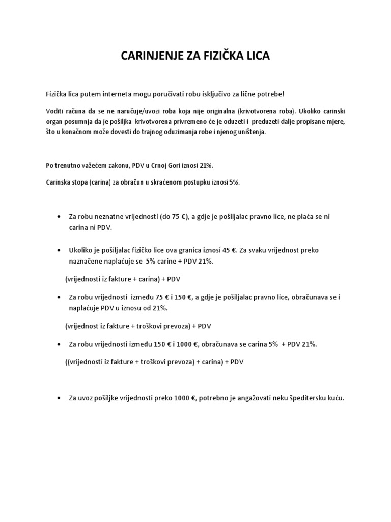 Pravila Carinjenja | PDF