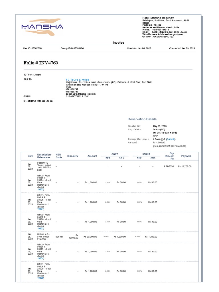 TC Tours Invoice 8th June | PDF | Government | Public Finance