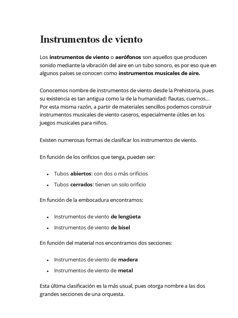 Instrumentos de Viento | PDF | Instrumentos de viento de madera ...