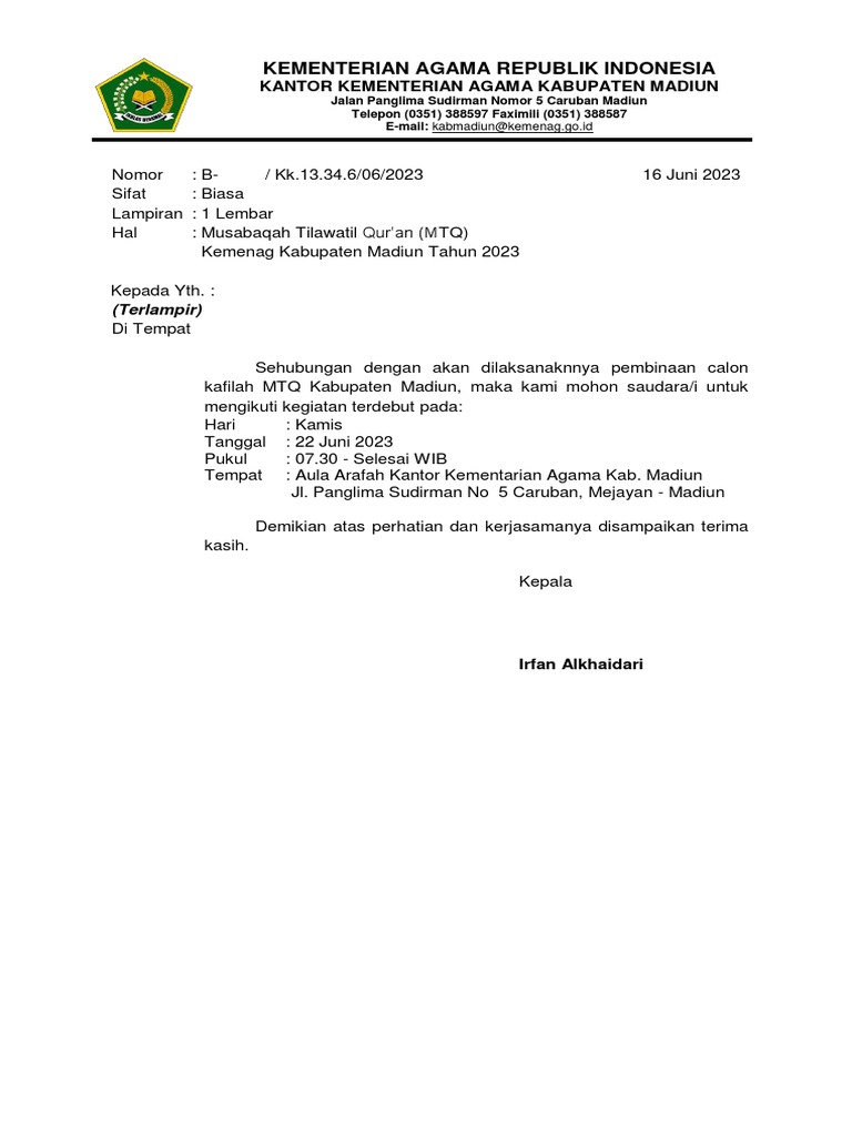 Surat Undangan Peserta | PDF