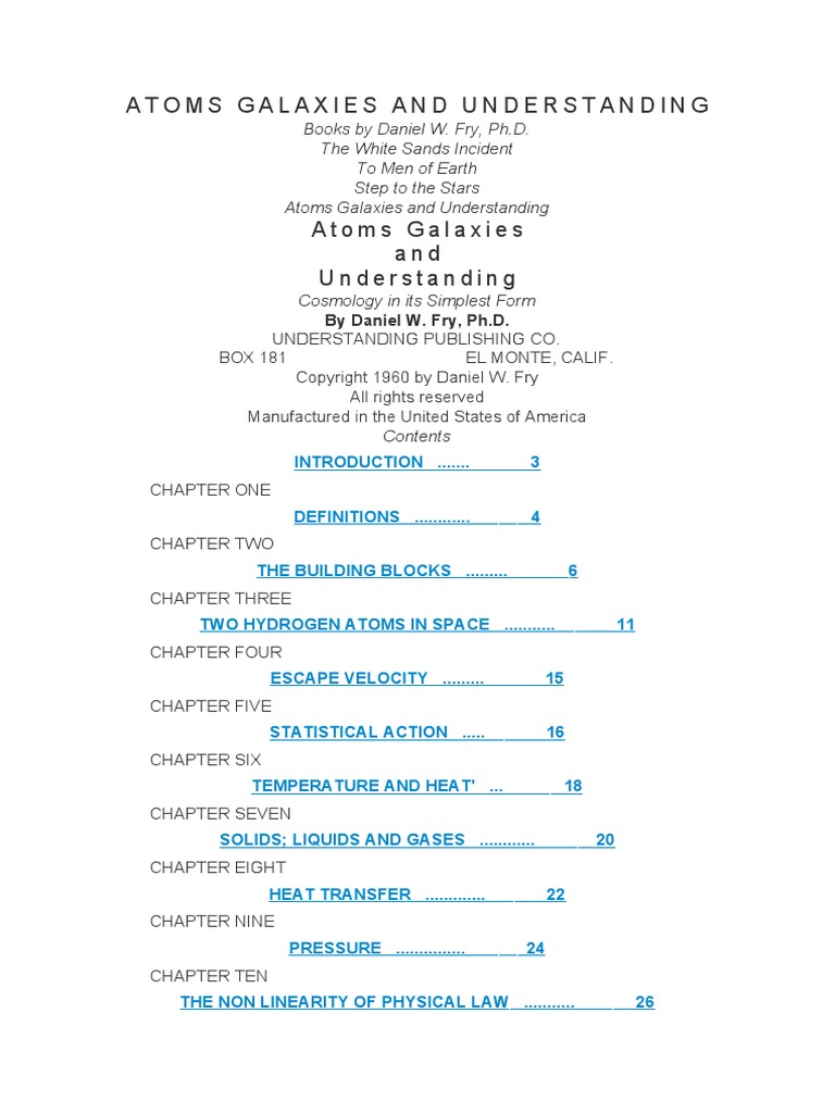 Daniel Fry ATOMS GALAXIES AND UNDERSTANDING | PDF | Neutron | Atoms