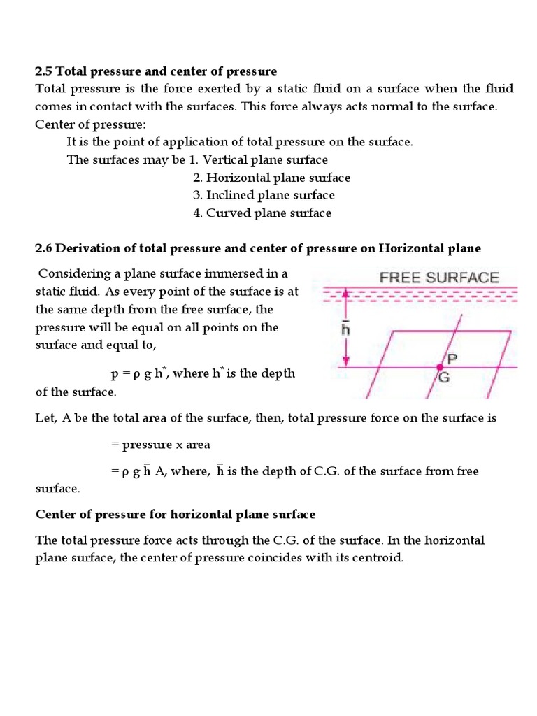 Pressure On Horizontal Vertical Surface | PDF | Pressure | Mechanical Engineering