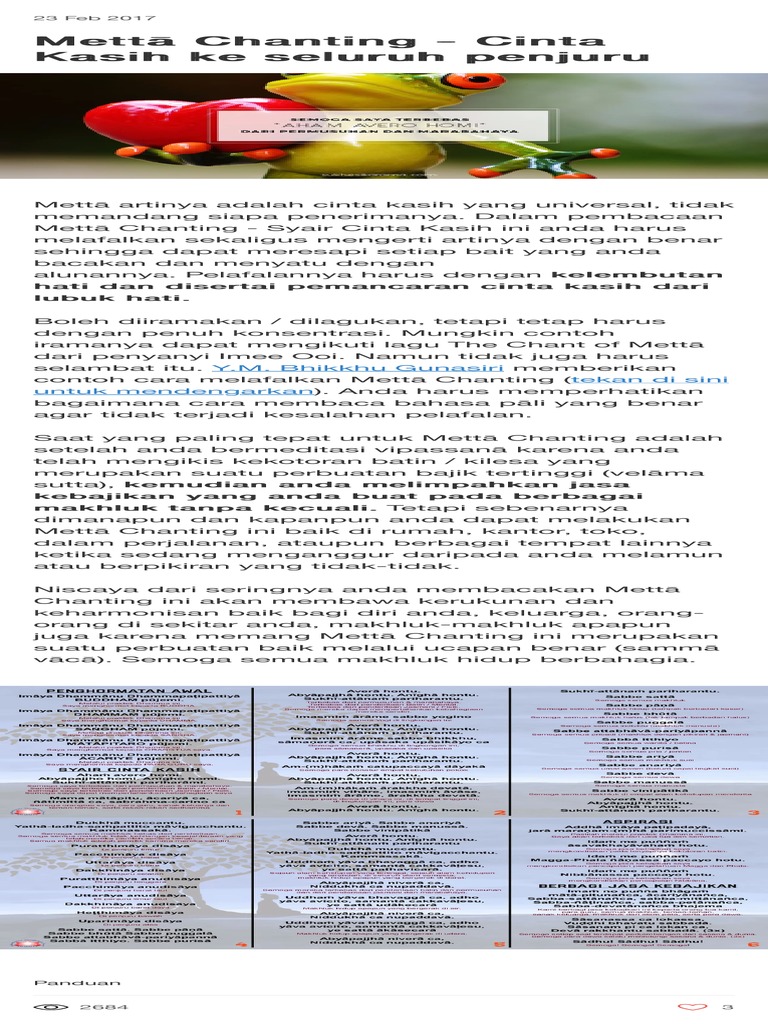 Metta Chanting - Cinta Kasih Ke Seluruh Penjuru | PDF