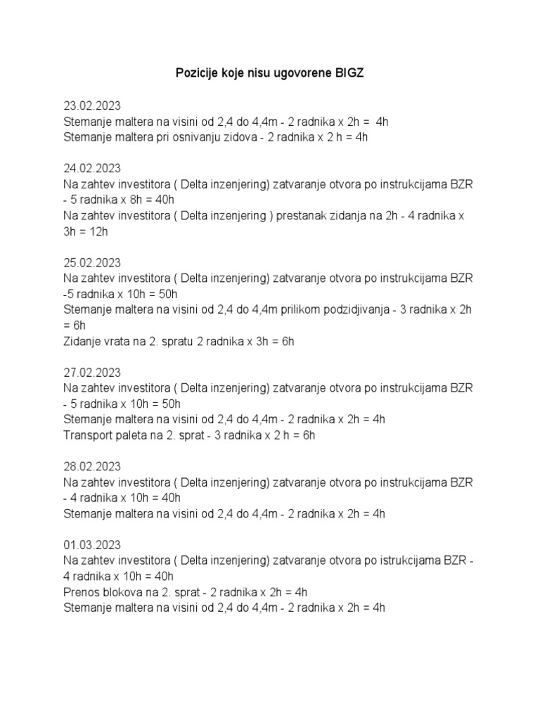 Naplata Po Satu | PDF