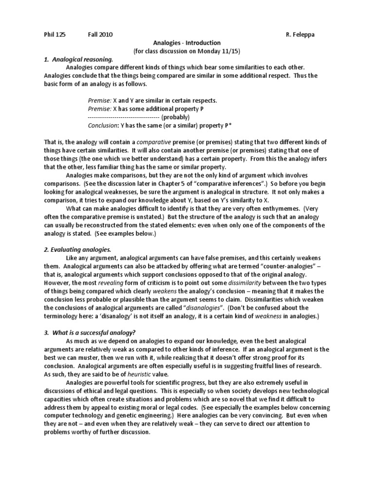 Analogies Introduction | PDF | Argument | Analogy