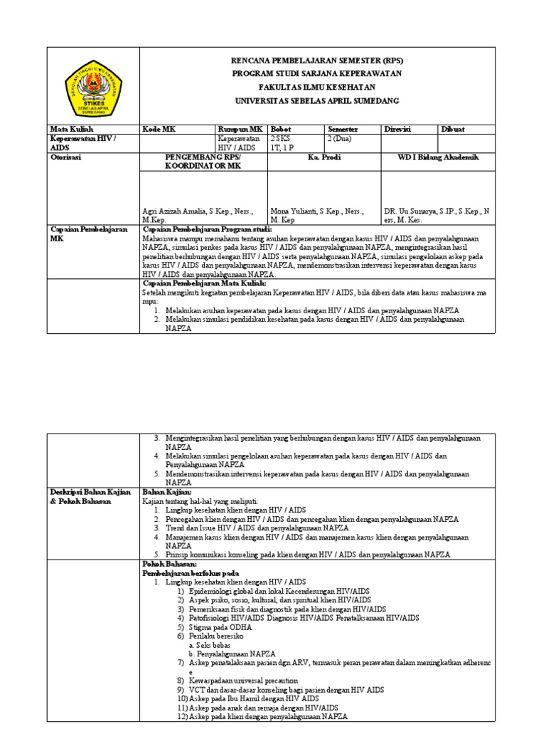 Rps Kep Hiv-Aids Ta 2021-2022 SMT Genap | PDF | Pengembangan Diri | Kesehatan Holistik