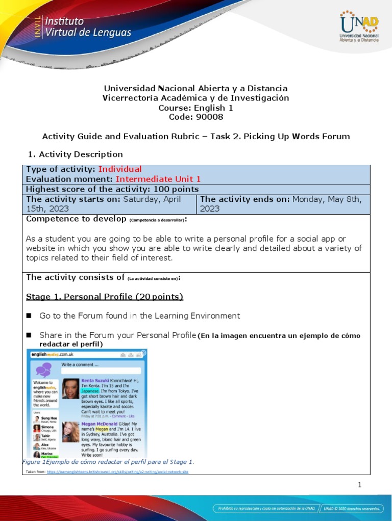 Activity Guide And Evaluation Rubric Unit 1 Task 2 Picking Up Word Forum Pdf