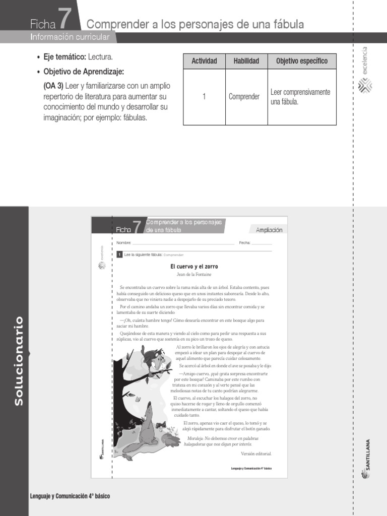 Comprensión de Fábulas 4° Básico | PDF | Fábula