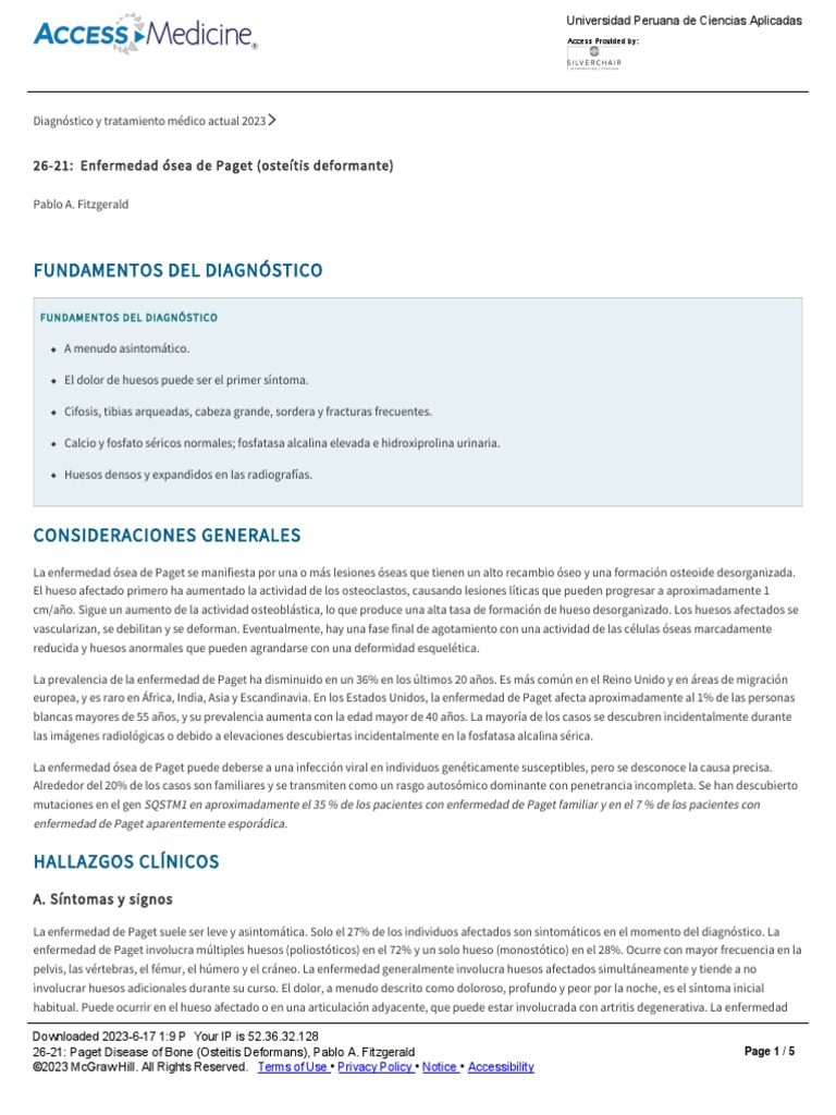 26-21 - Paget Disease of Bone (Osteitis Deformans) | PDF | Hueso | Medicina 26-21 - Paget Disease of Bone (Osteitis Deformans) | PDF | Hueso | Medicina