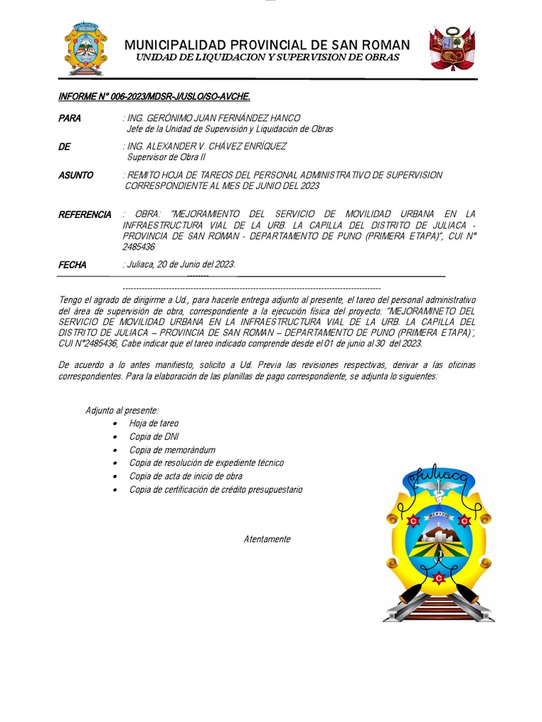 6.-Inf. Tareo Junio | PDF