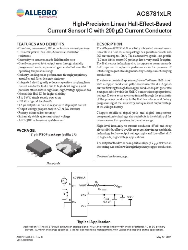 ACS781 Datasheet | PDF | Electrical Engineering | Electricity