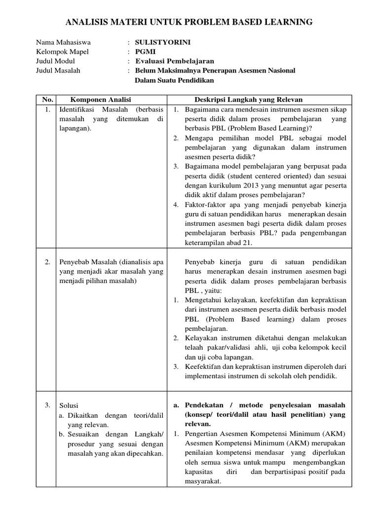 Analisa Materi Modul PBL | PDF