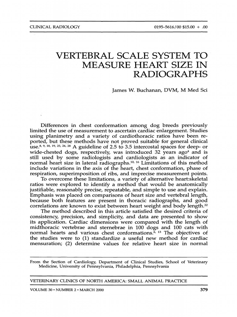 Vertebral Scale System To Measure Heart Size in Radiographs | PDF ...