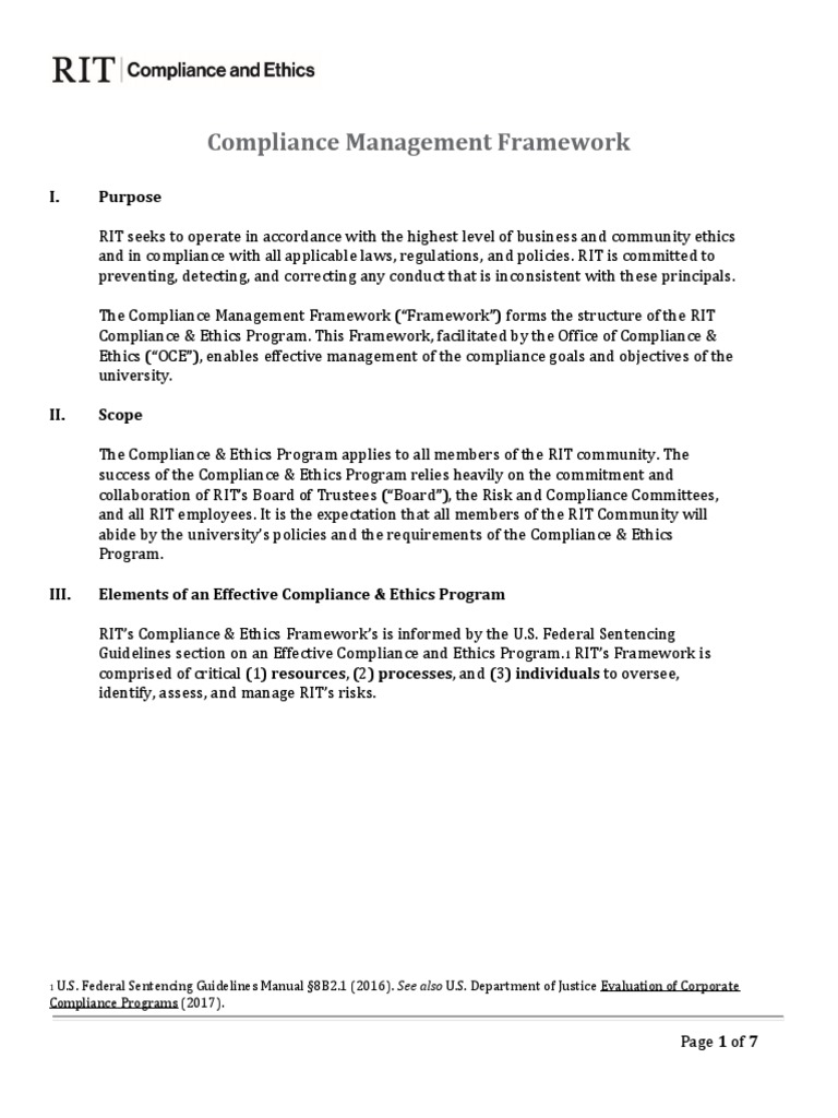 Compliance Management Framework | PDF | Regulatory Compliance | Audit Committee