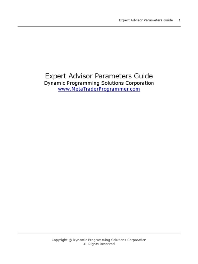 Expert Advisor Parameters Guide | PDF | Investment Management ... Expert Advisor Parameters Guide | PDF | Investment Management ...
