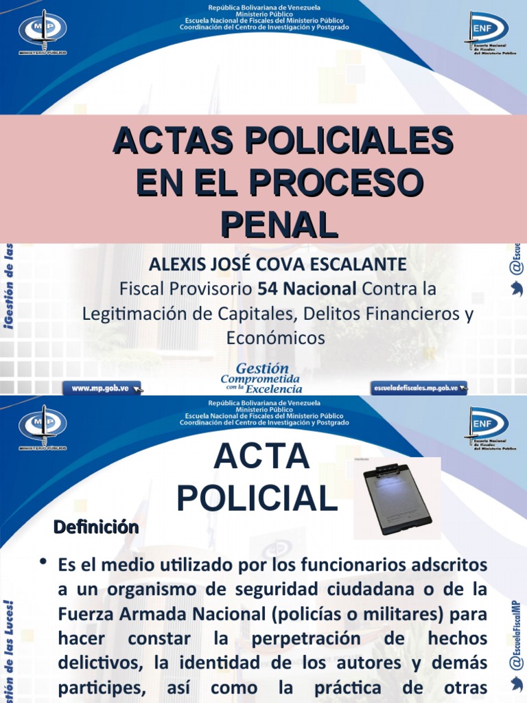 Actas Policiales en El Proceso Penal Venezolano_alexis Jose Cova ...