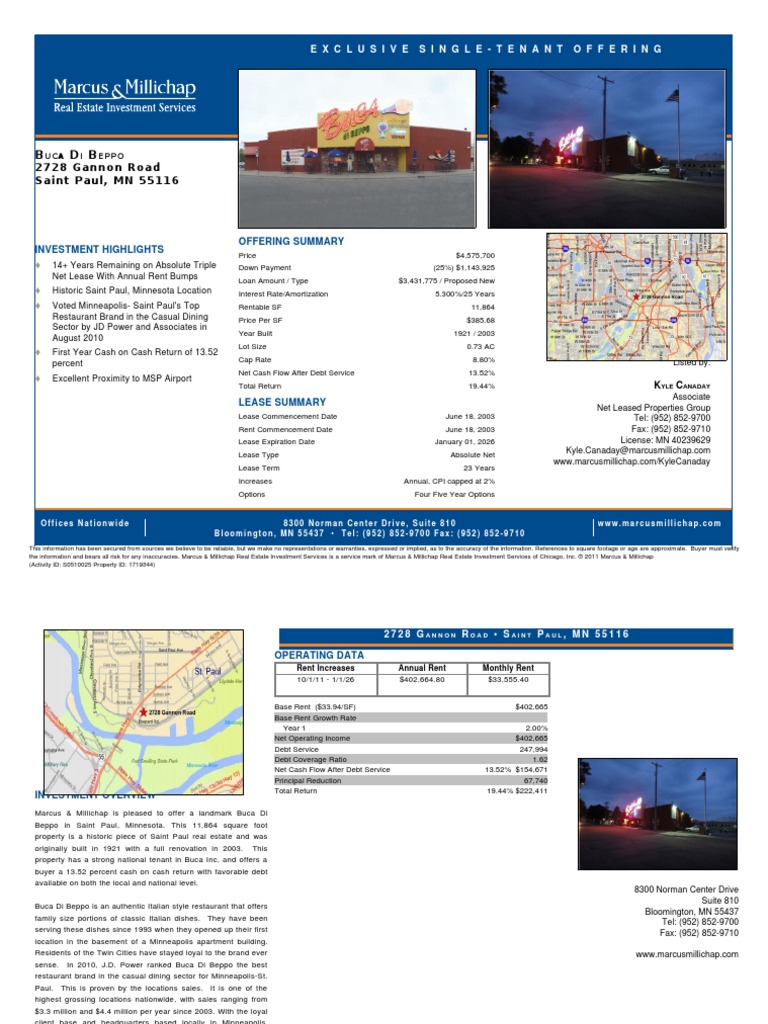 Buca Executive Summary | PDF | Lease | Debt